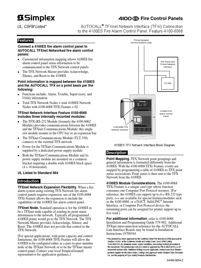 Simplex 4100-0054 | PDF | Node (Networking) | Computer Network