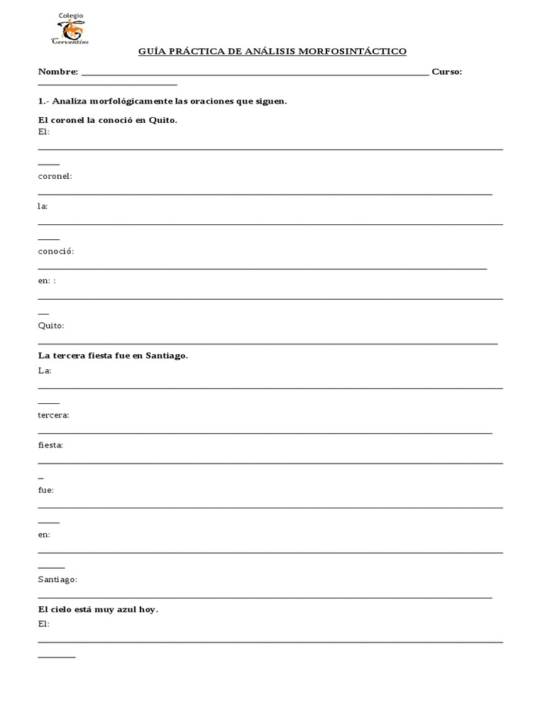 Guìa Anàlisis Morfosintàctico | PDF