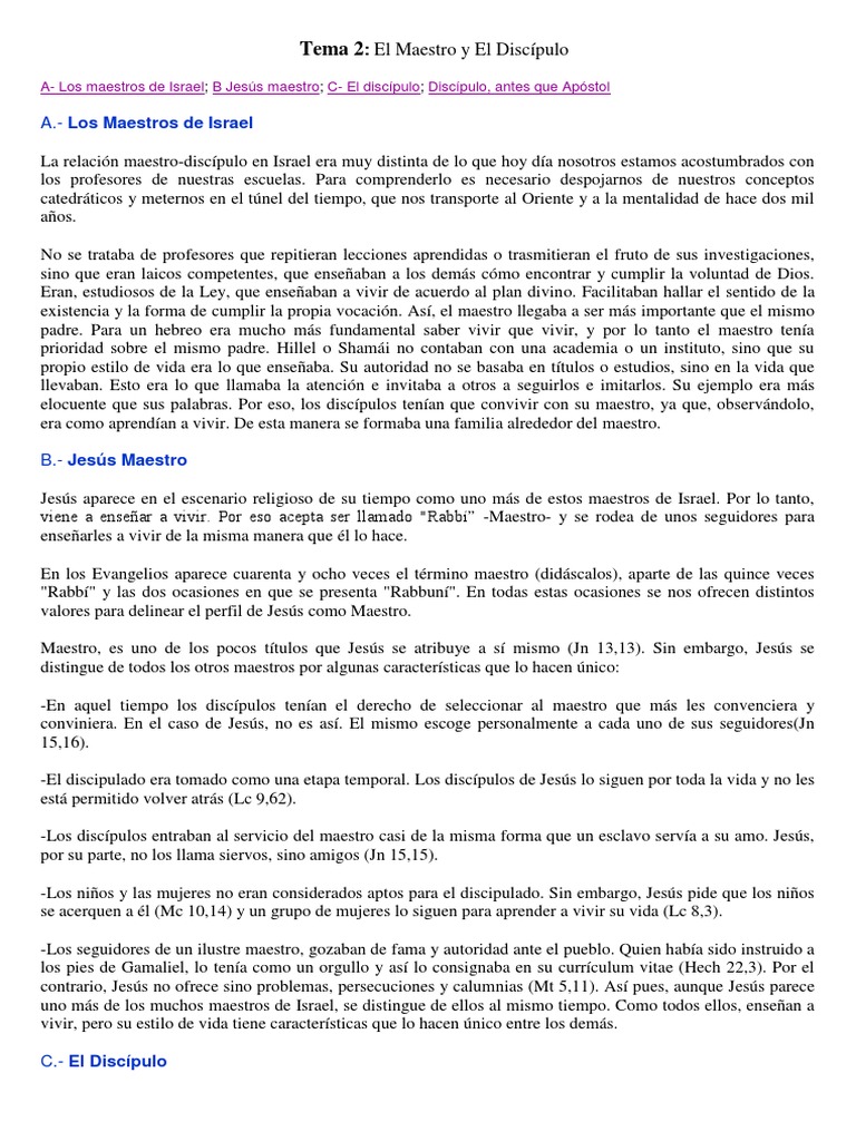 Tema 2 El Maestro y El Discípulo | PDF | Celibato | Jesús