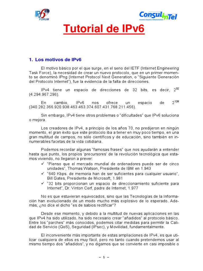 Tutorial de IPv6 PDF | PDF