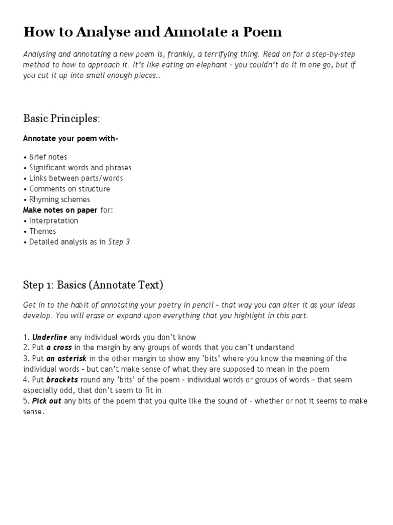 How To Analyse and Annotate A Poem | PDF | Poetry | Semiotics