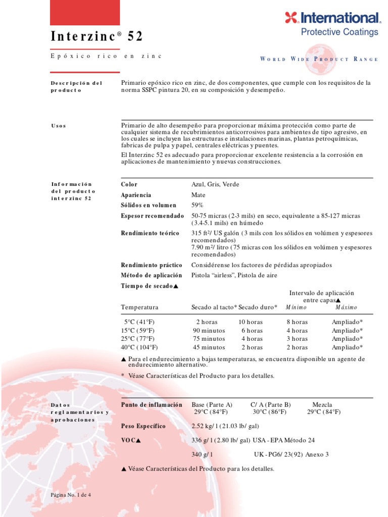 Hoja Tecnica Interzinc 52 | Acero | Materiales