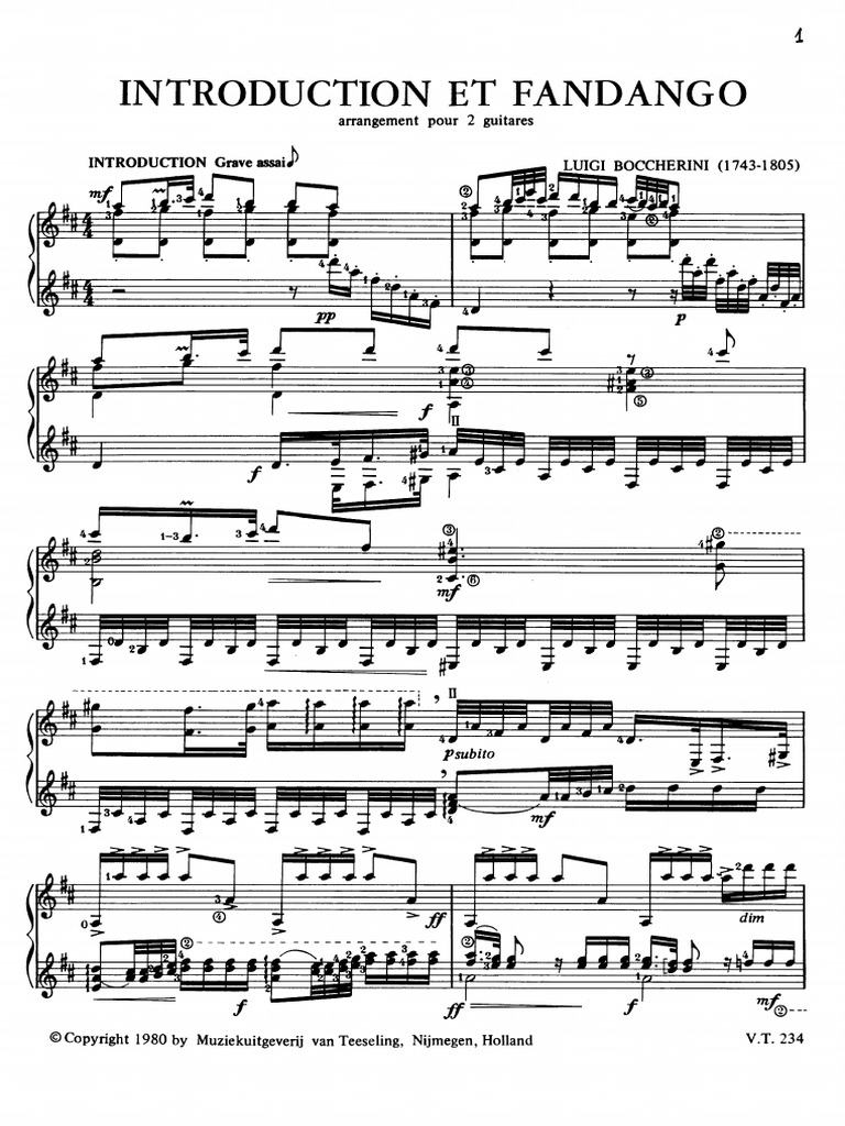 By Guitop - Boccherini - Introduction & Fandango (Guitar Duet) - Sheet Scores Partitions Spartiti