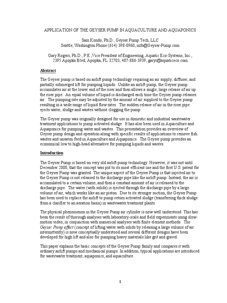 Aquaculture Geyser Pump Guide | PDF | Sewage Treatment | Pump