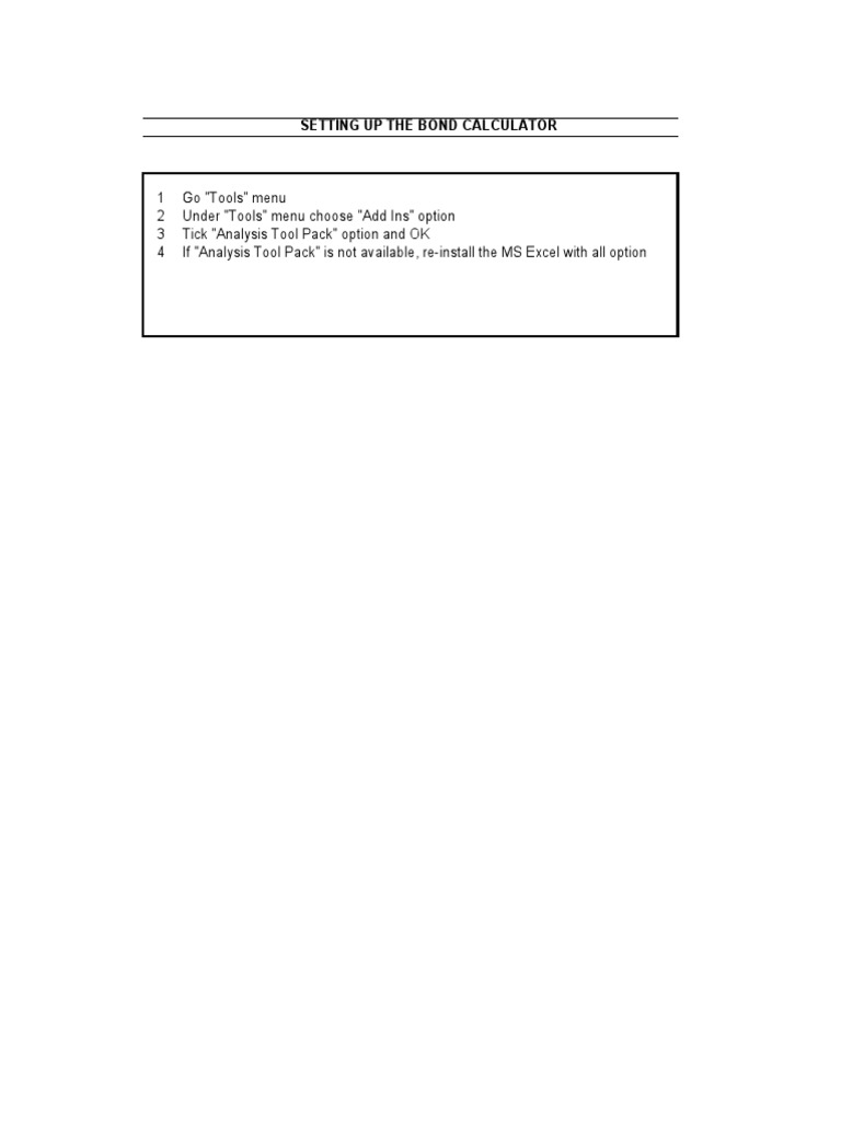 Excel Bond Calculator Setup Guide | PDF