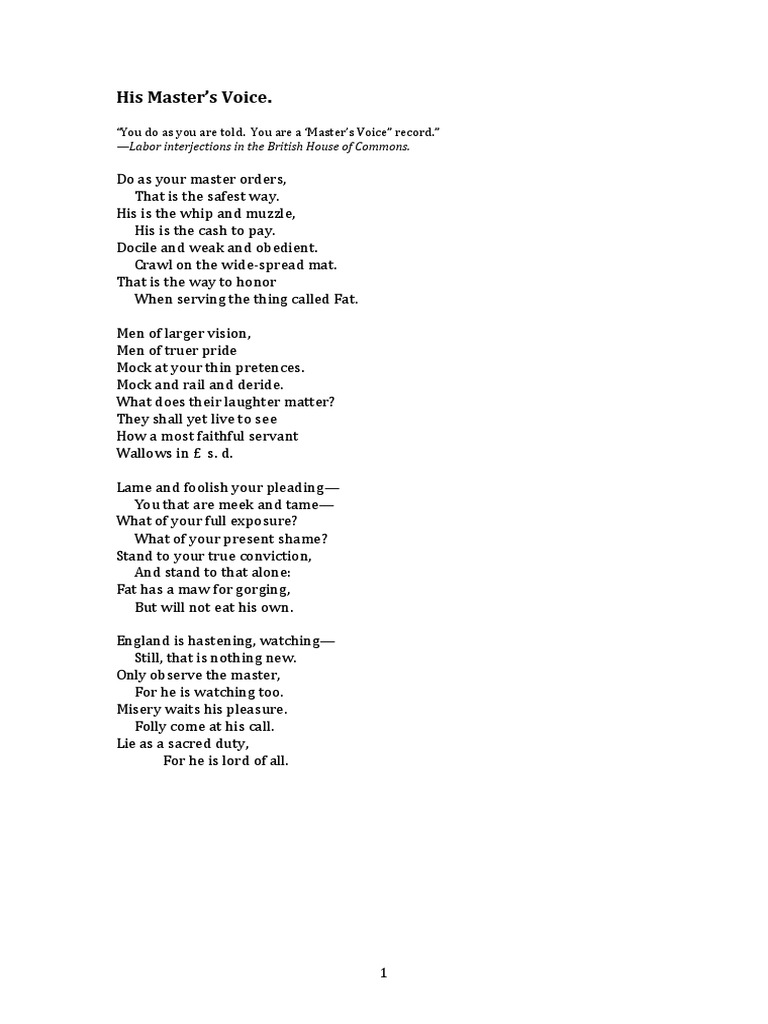 His Masters Voice | PDF