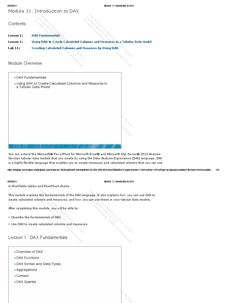 Module 11 - Introduction To DAX PDF | PDF | Microsoft Excel | Microsoft ...