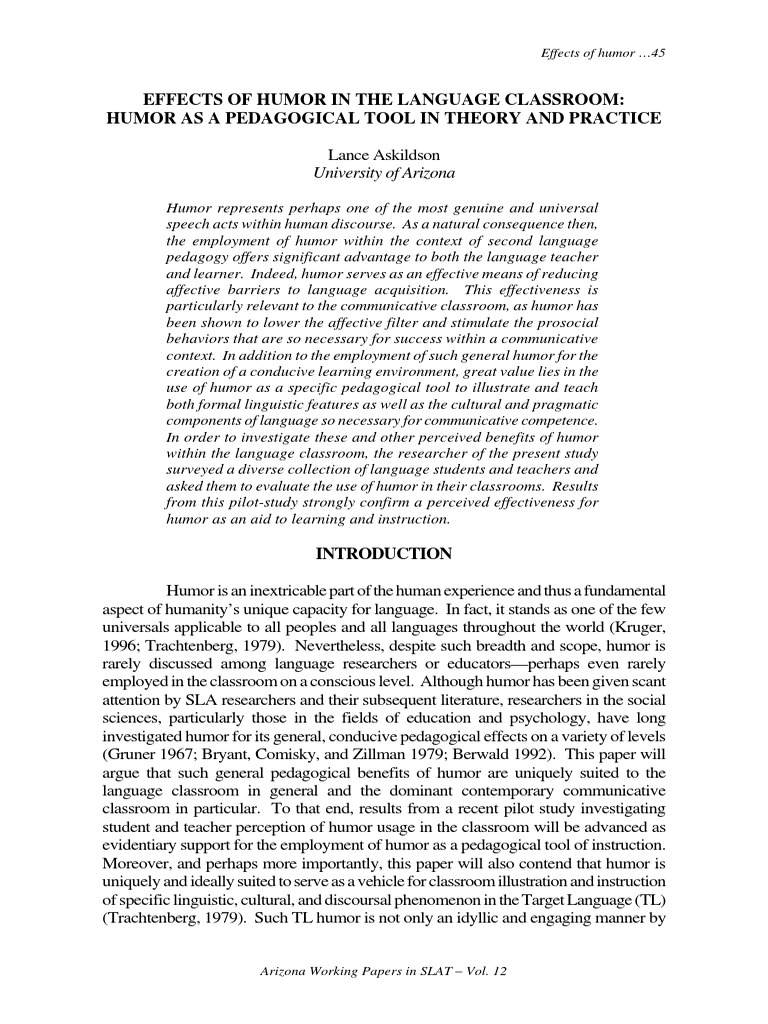 Humor's Role in Language Learning | PDF | Humour | Lexicon
