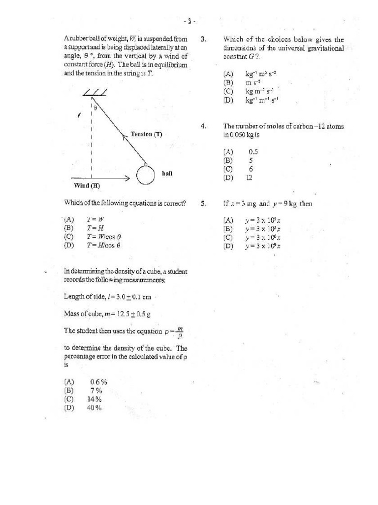 CAPE Physics Unit 1 Paper 1 2009