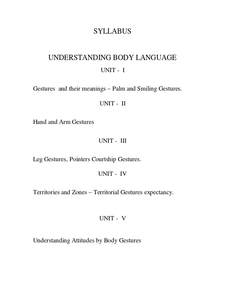 Understanding Body Language | PDF | Gesture | Body Language