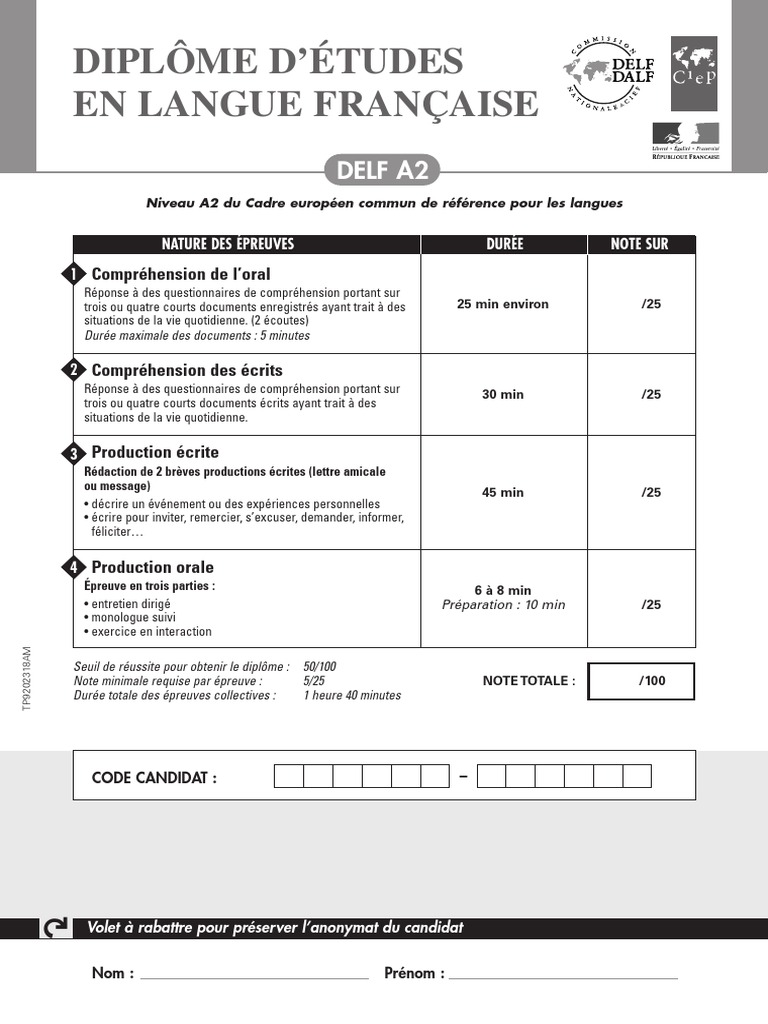 Delf A2 Exemple3 | PDF | Langues