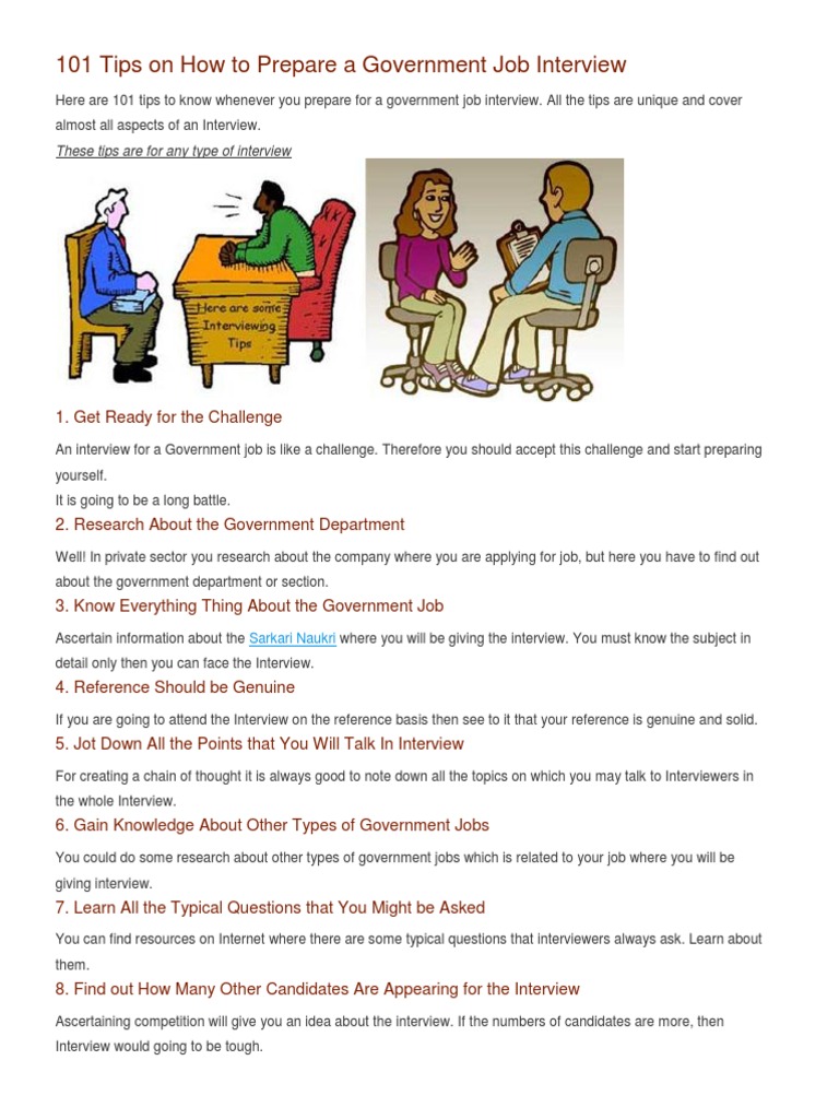 101 Tips for Government Job Interviews | PDF | Interview | Job Interview