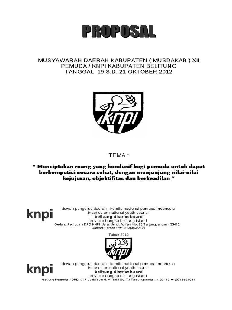 Proposal Musdakab XII KNPI 2012 | PDF | Ilmu Sosial