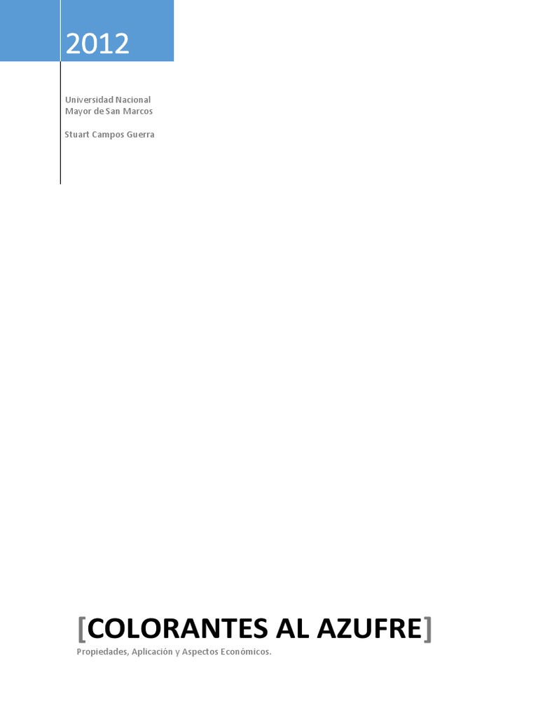 Colorantes al Azufre: Propiedades y Usos | PDF | Azufre | Redox