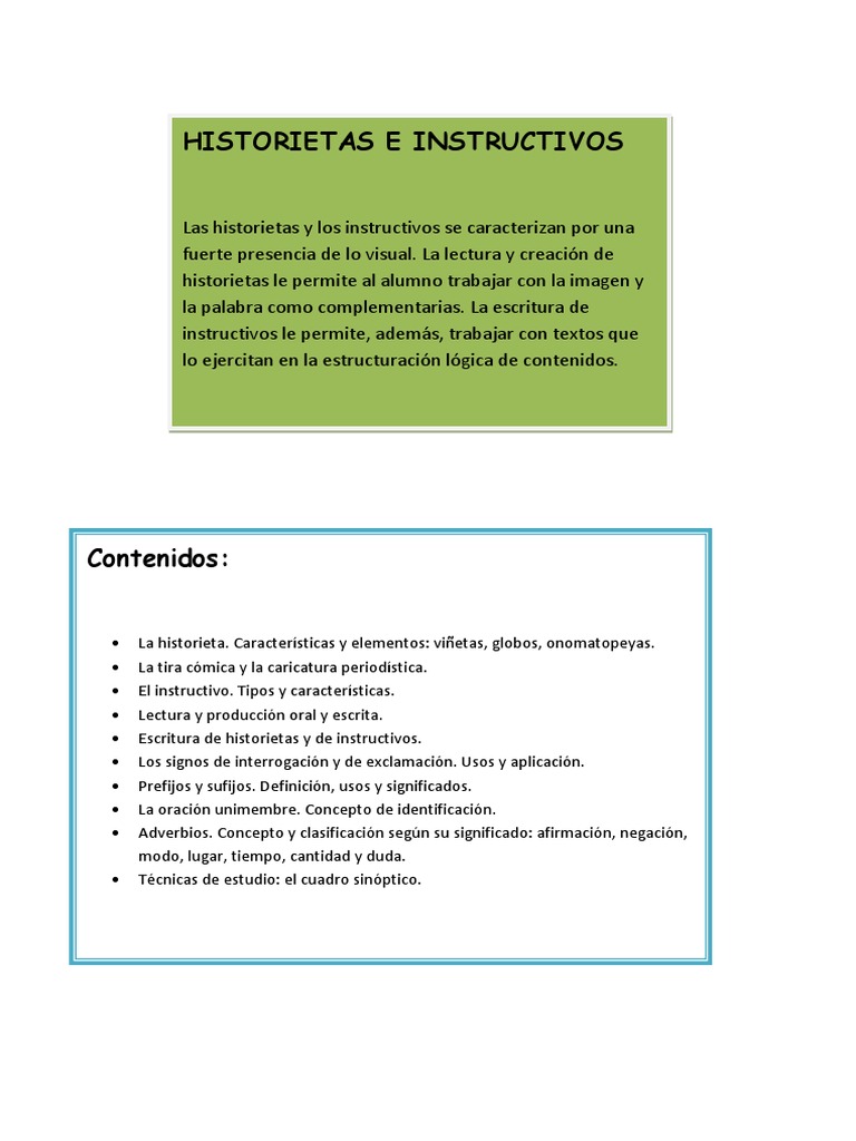 Proyecto Historietas e Instructivos | PDF | Lectura (proceso) | Cómics