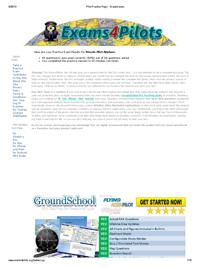 Pilot Practice Page - Graded Exam | PDF | Visual Flight Rules | Air ...