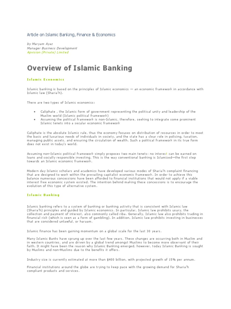Article On Islamic Banking | PDF | Islam Related Controversies ...