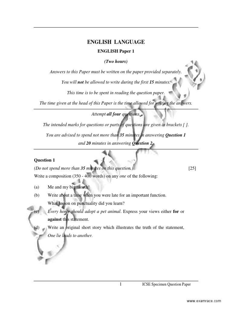 ICSE Class 10 English 2012 | PDF | Languages