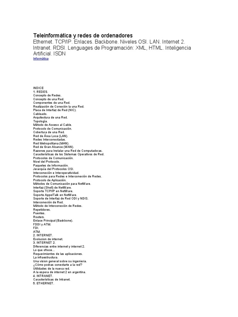 Teleinformatica y Redes de Ordenadores | PDF | Controlador de interfaz de red | Protocolos de ...