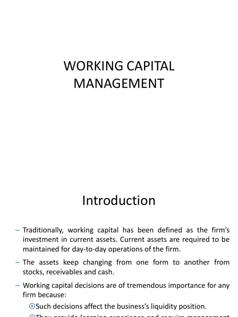 Working Capital Management | PDF | Working Capital | Inventory