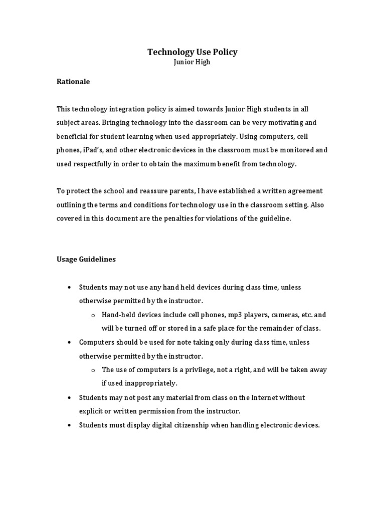 Technology Use Policy | PDF