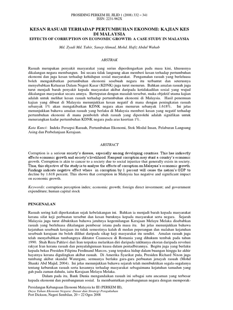 Kesan Rasuah Terhadap Pertumbuhan Ekonomi Malaysia-1 | PDF
