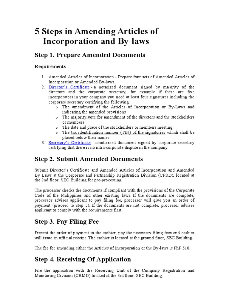 How To Amend by Laws & Aoi | PDF | By Law | Justice
