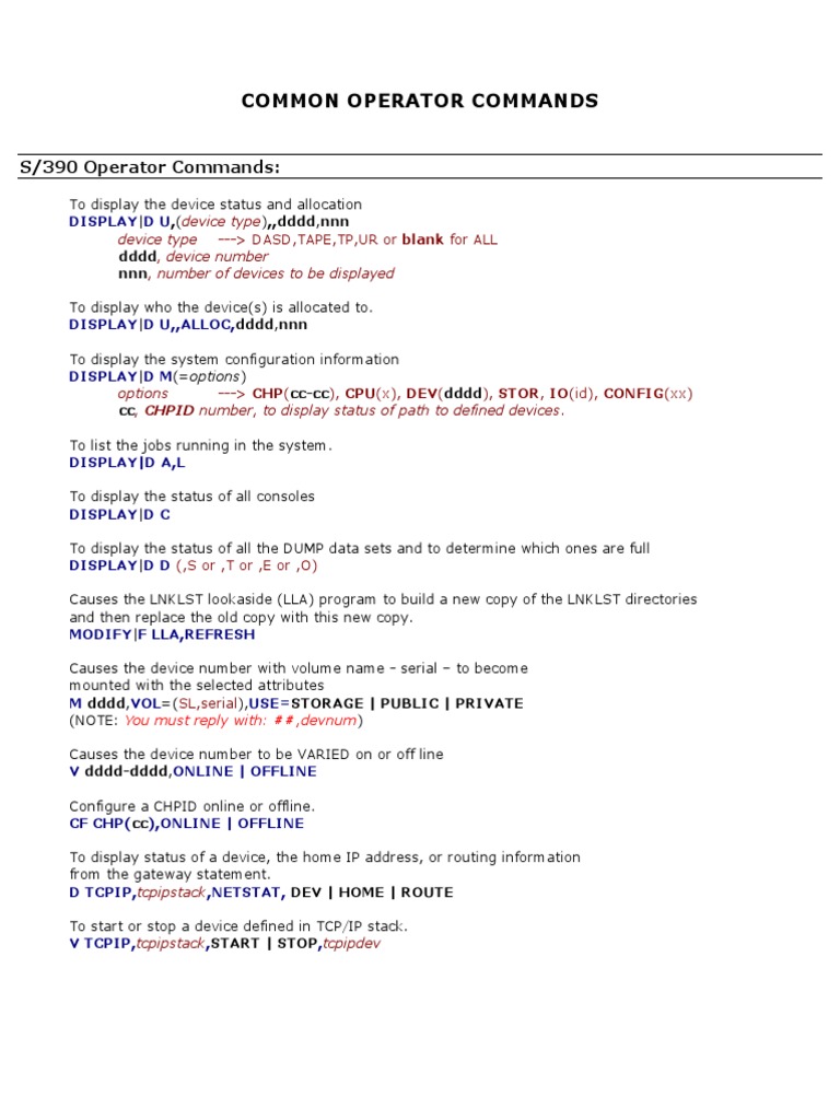 Common Operator Commands | PDF | Printer (Computing) | Online And Offline