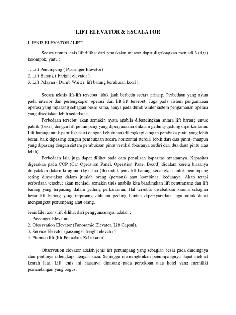 Lift | PDF | Teknologi & Rekayasa