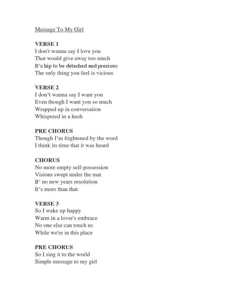 Message to My Girl Lyrics Analysis | PDF