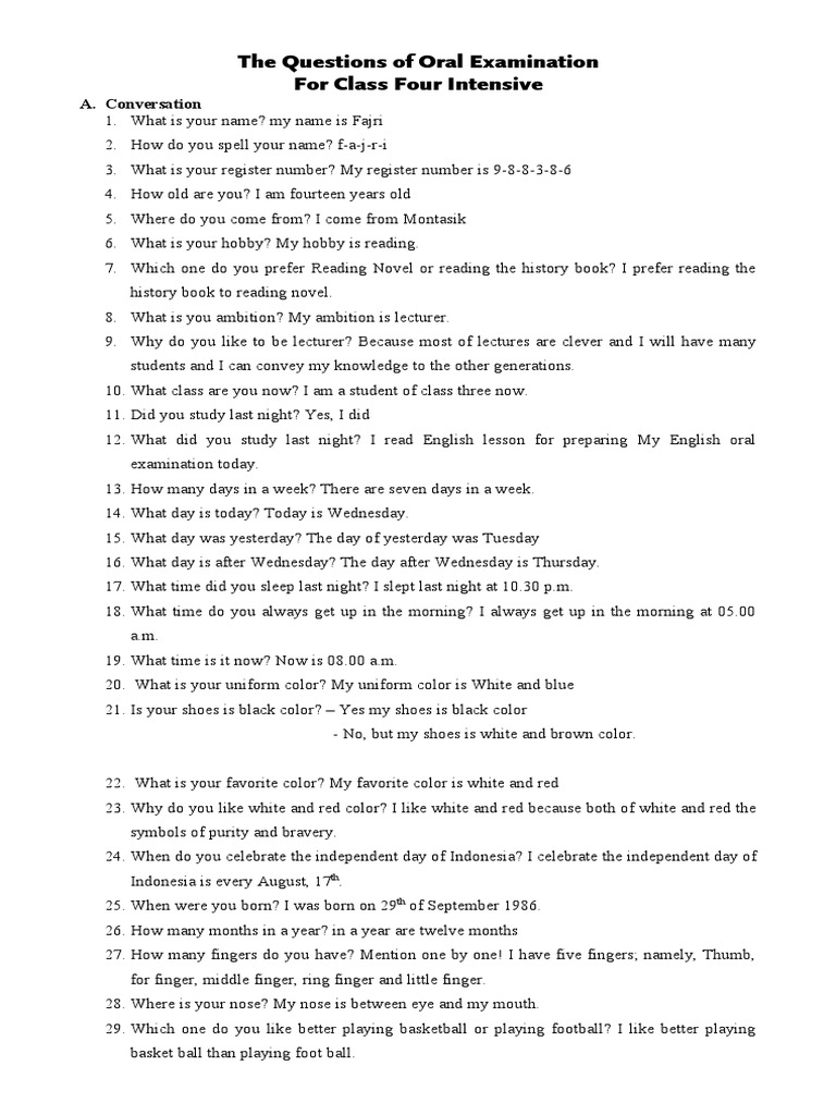 The Questions of Oral Examination | PDF | Language Arts & Discipline ...