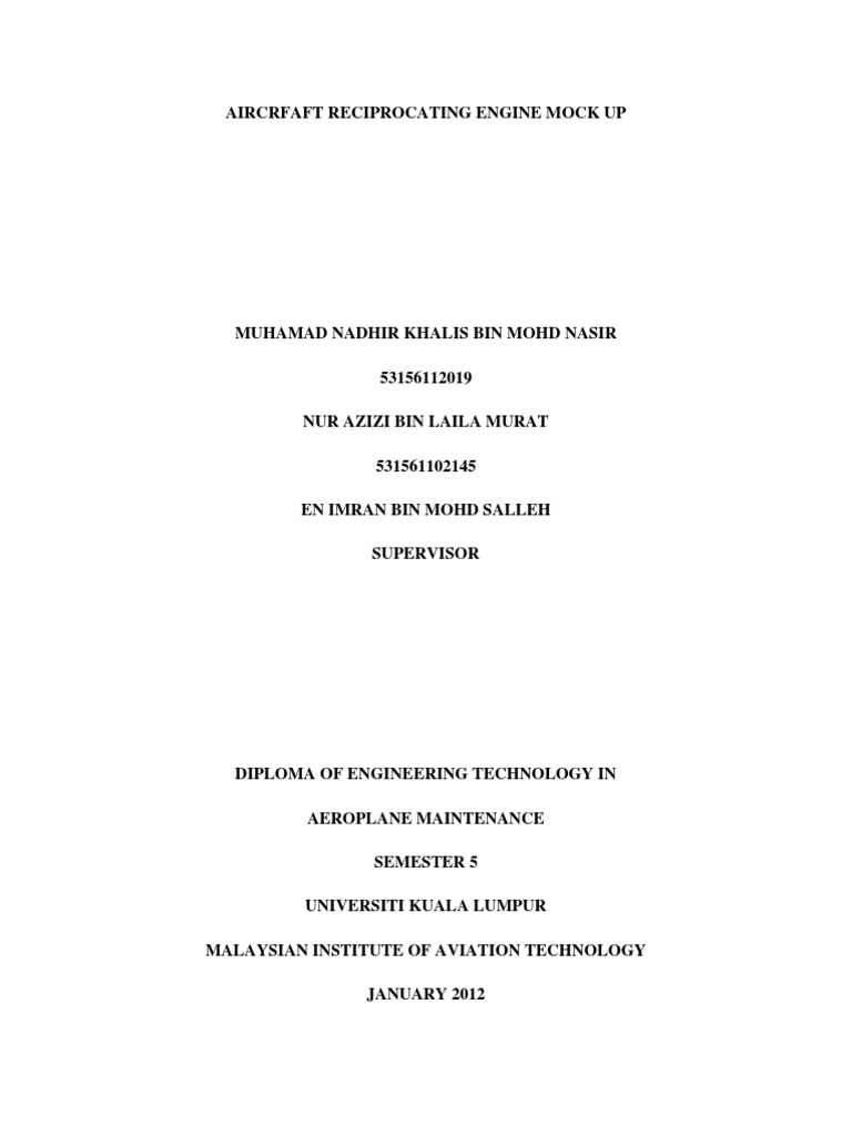 Aircrfaft Reciprocating Engine Mock Up | PDF | Internal Combustion ...