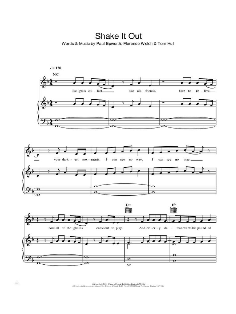 Florence & The Machine - Shake It Out | PDF | Songs Written | Song ...