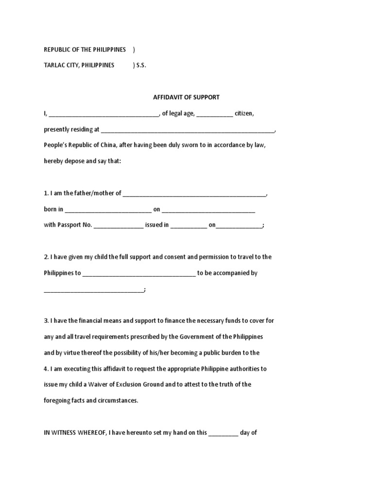 Affidavit of Support