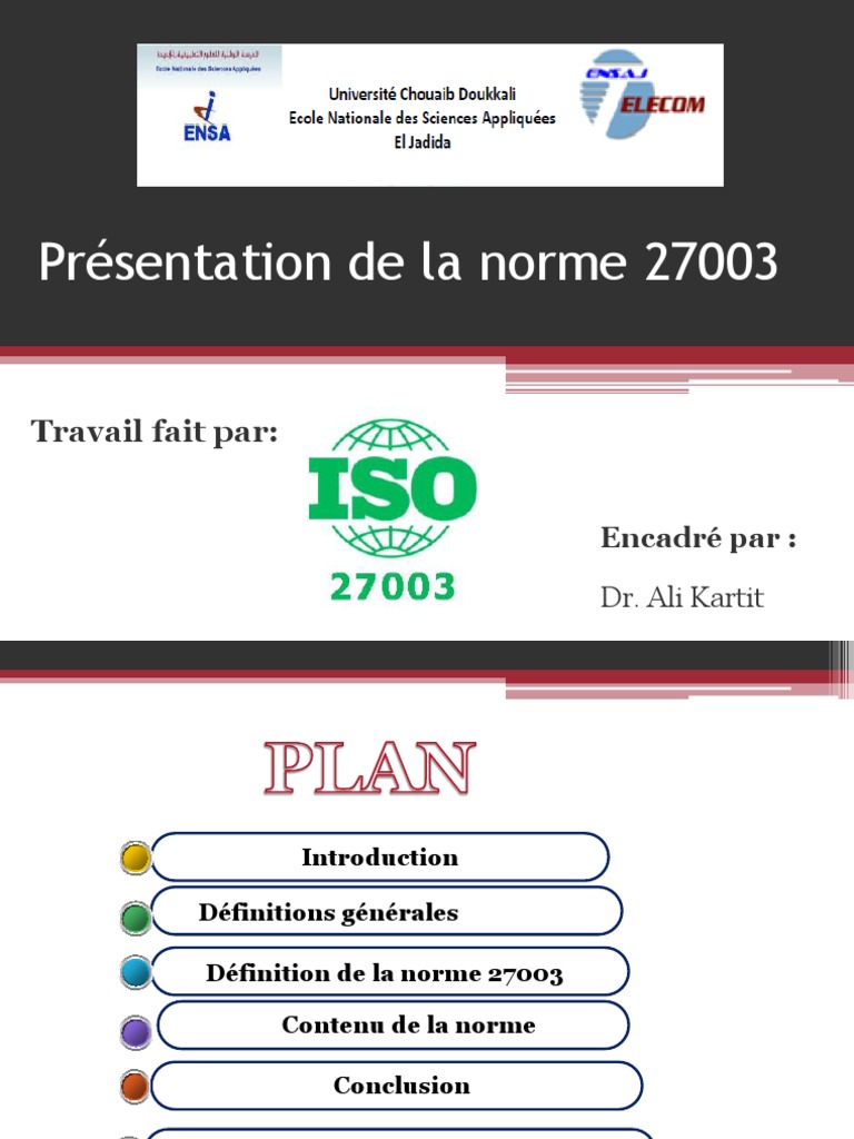 Présentation ISO 27003 | PDF | Sécurité des systèmes d'information ...