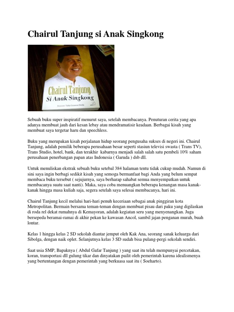 Chairul Tanjung Si Anak Singkong | PDF | Perjalanan | Kajian Bahasa Asing