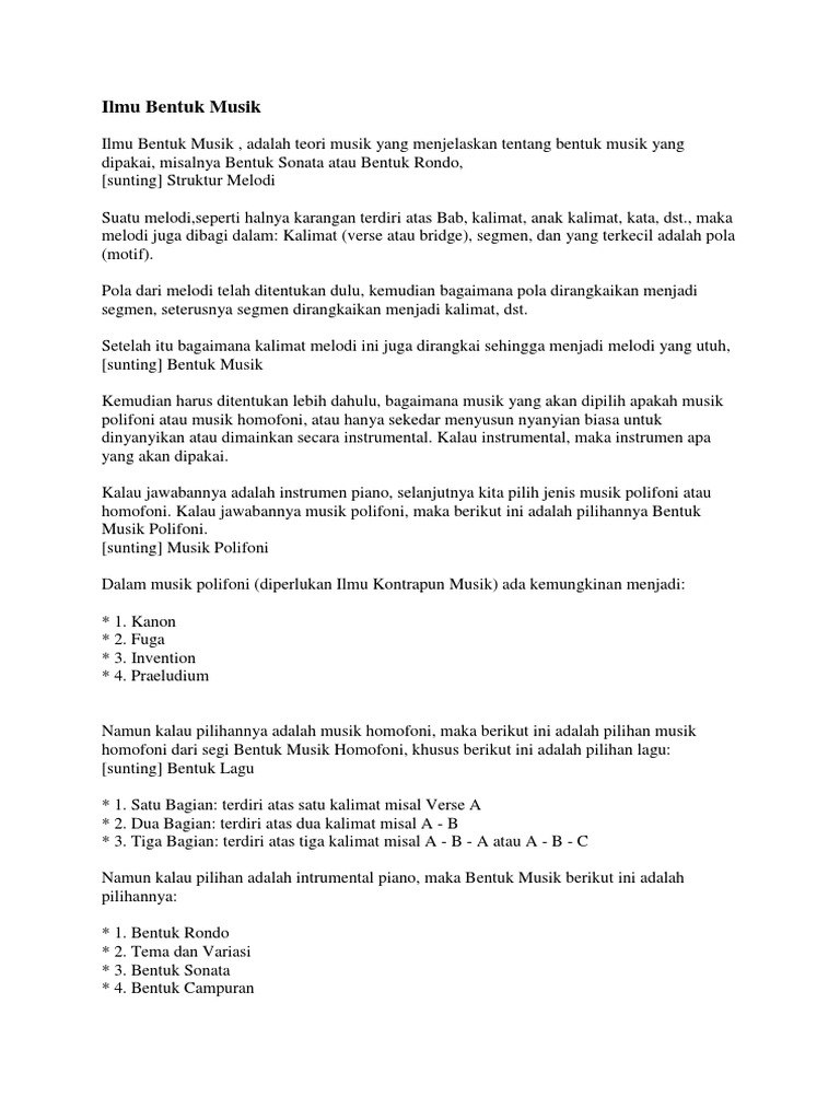 Struktur dan Bentuk Musik | PDF