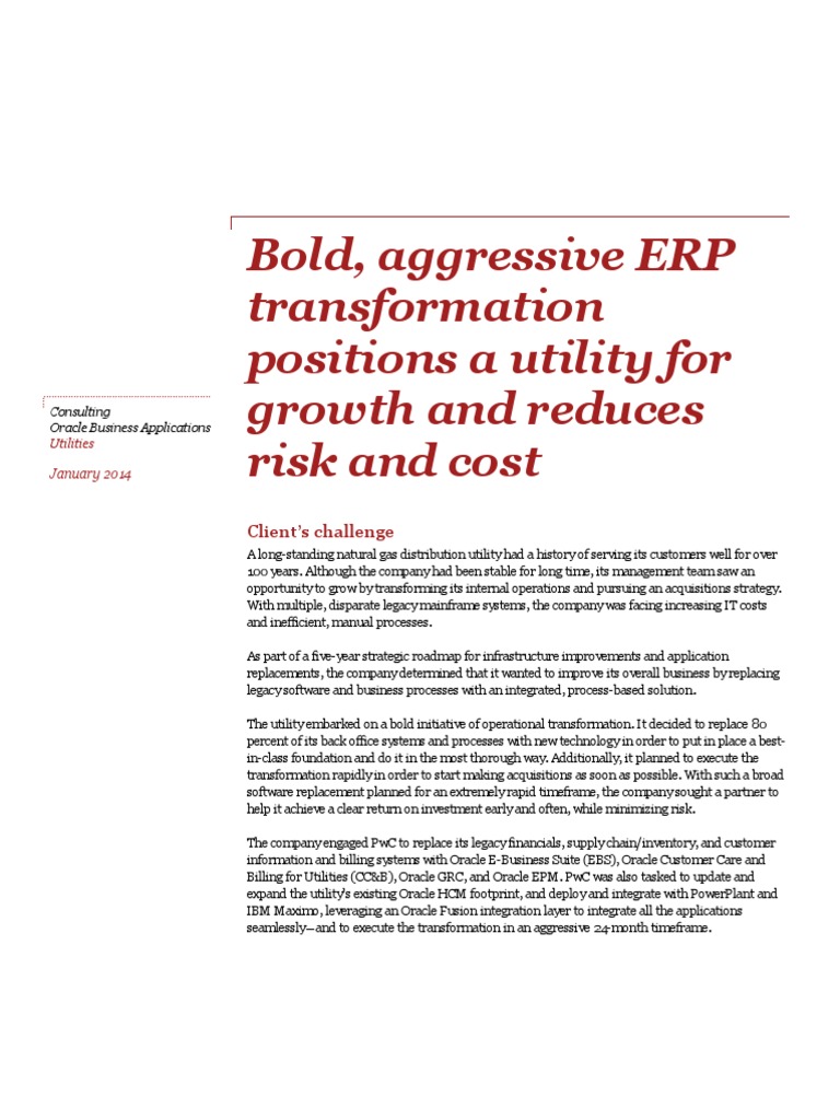 PWC - Case Study Example 1 | PDF | Pricewaterhouse Coopers | Oracle ...
