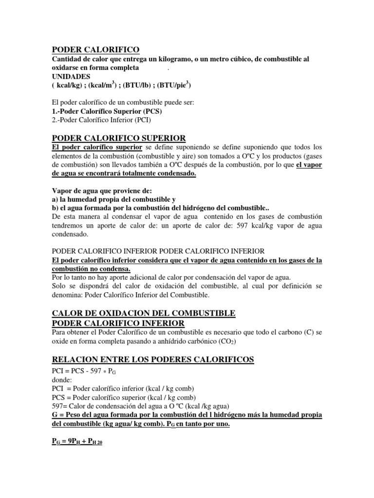 Tema 13 Poder Calorifico de Combustibles - Desbloqueado | PDF | Combustión | Combustibles
