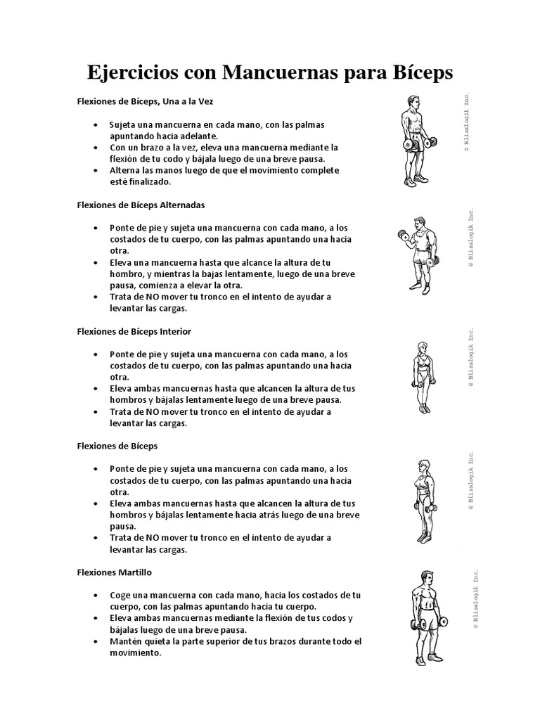 Ejercicios Con Mancuernas para Bíceps | PDF | Codo | Hombro