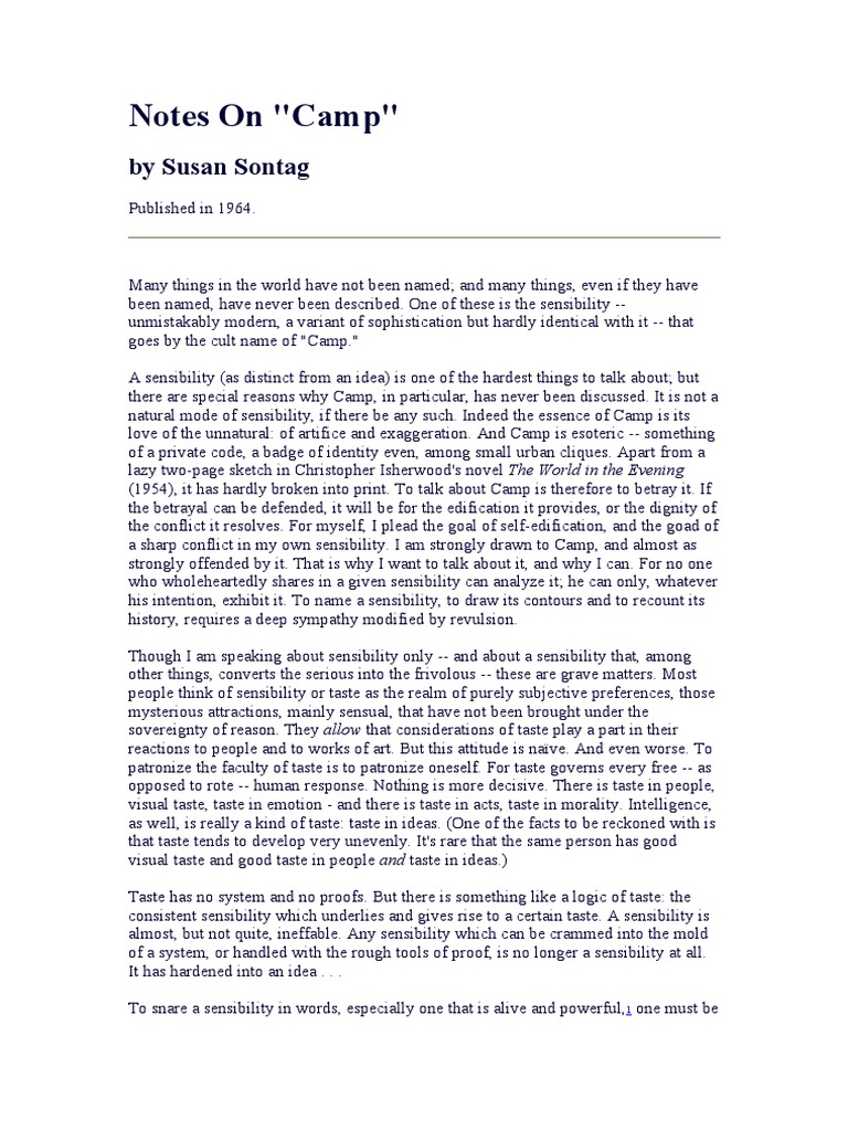 Notes On Camp | PDF | Aesthetics