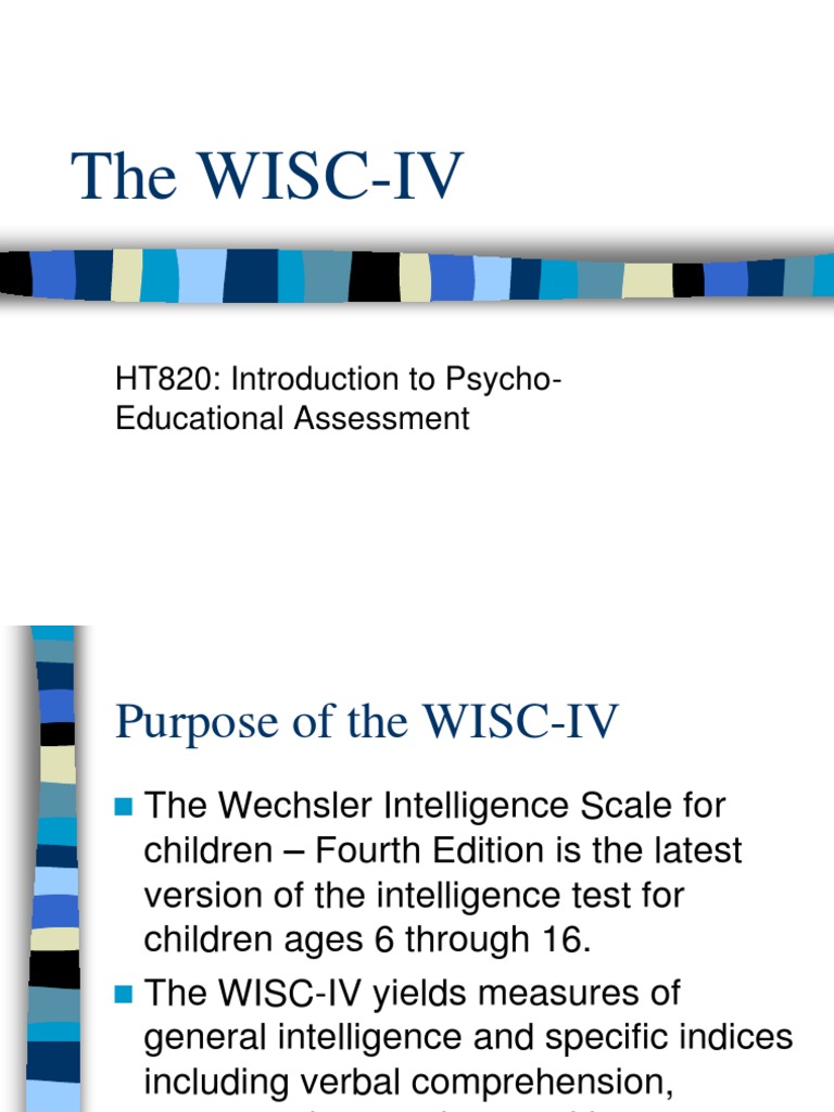 WISC4 Presentation | PDF | Wechsler Adult Intelligence Scale ...
