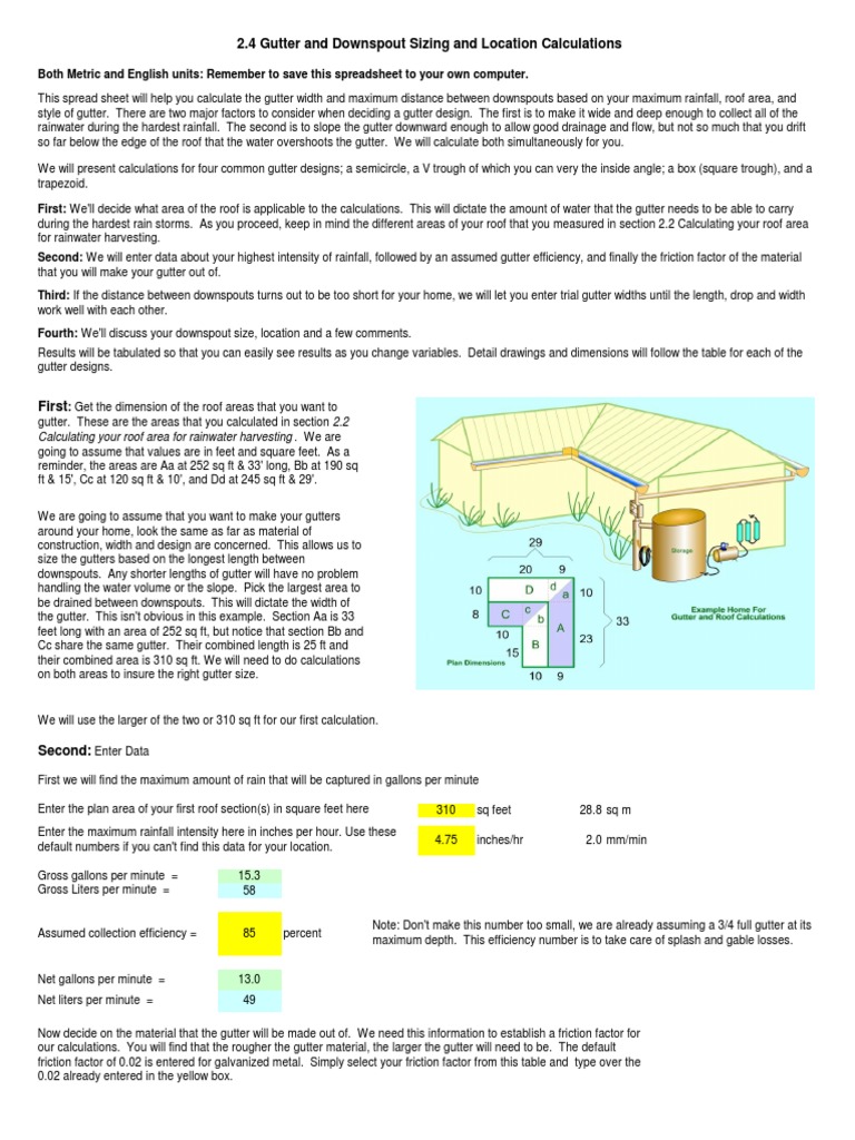 2 - 4 Gutter and Downspout Sizing and Location | PDF | Foot (Unit) | Rain