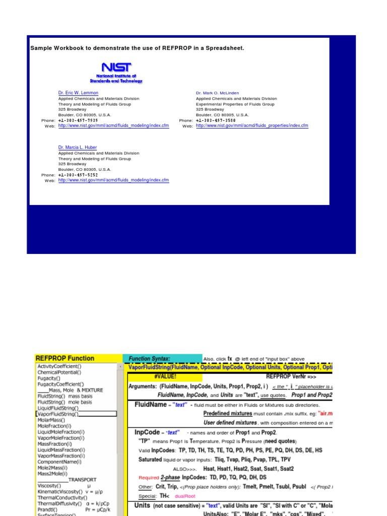 Ref Prop | PDF | Microsoft Excel | Enthalpy
