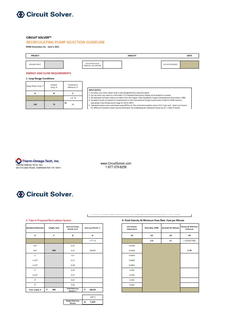 Recirculating Pump Selection Guideline | PDF