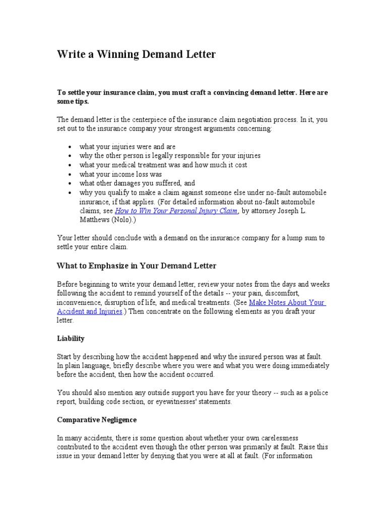 How To Write A Winning Demand Letter | PDF | Insurance | Private Law