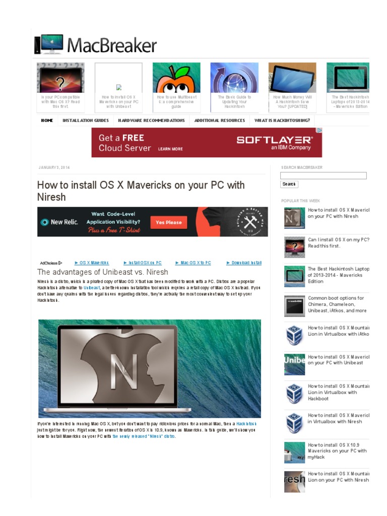 How To Install OS X Mavericks On Your PC With Niresh PDF | PDF | Bios | Operating System