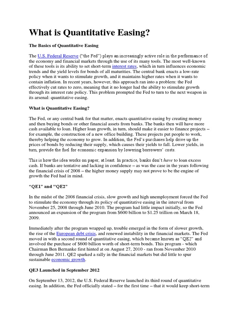 What Is Quantitative Easing | PDF | Quantitative Easing | Federal Reserve System