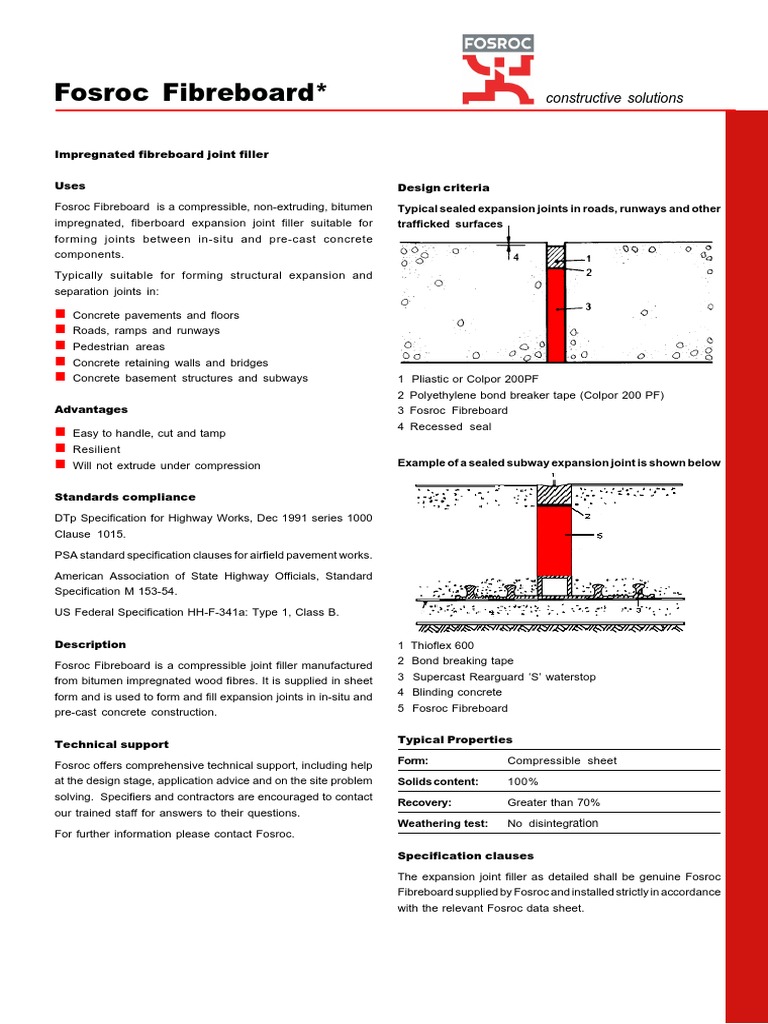 Fosroc Fibreboard - Dts | PDF | Concrete | Building Technology
