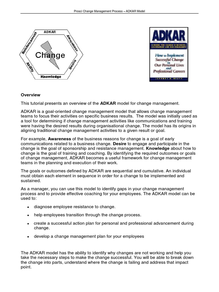 ADKAR Overview | PDF | Change Management | Goal